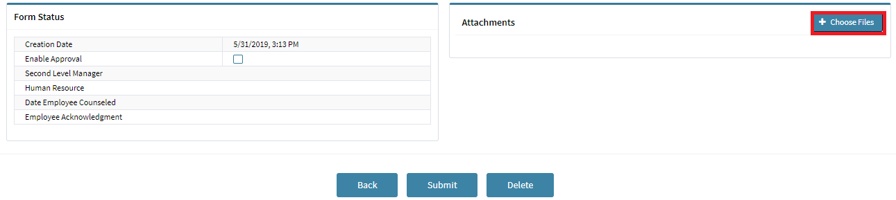 Adding and accessing attachments to an ERC form
